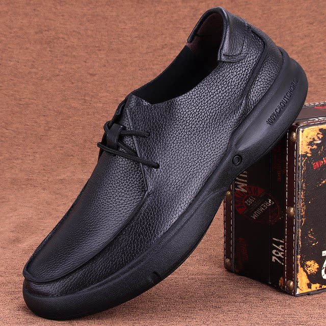 Foreign trade leather men's leather shoes single -layer cowhide soft ...