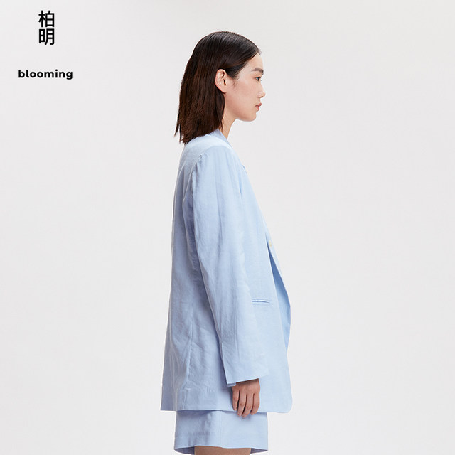 Baiming blooming summer women's loose suit linen blend commuter jacket