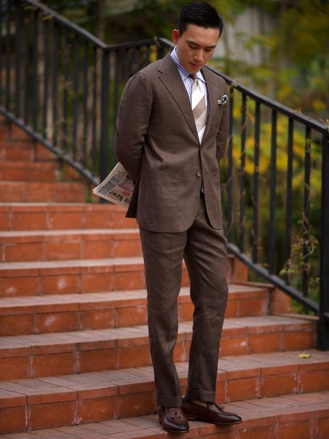 Spring and summer casual small suit retro Italian style Naples linen ...