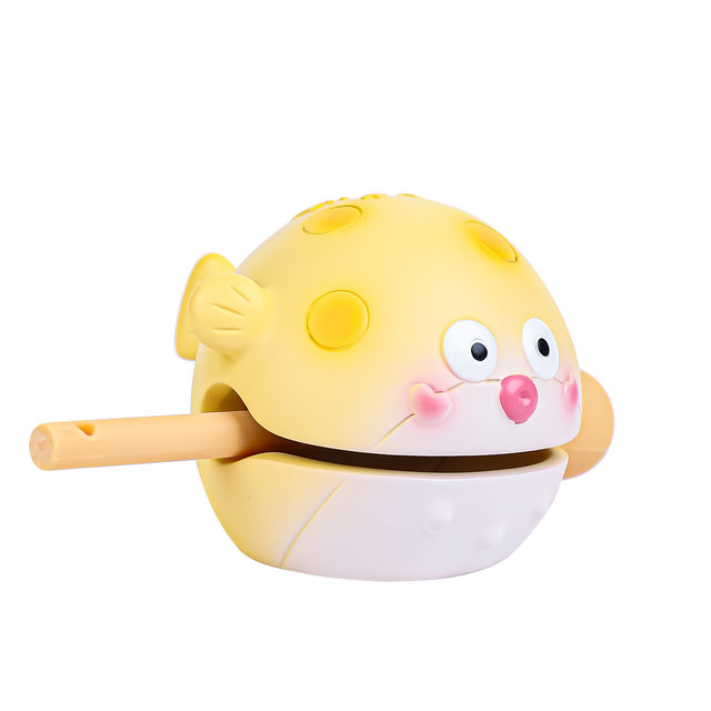 Cute puffer fish, small wooden fish, creative knock-knock decompression ...