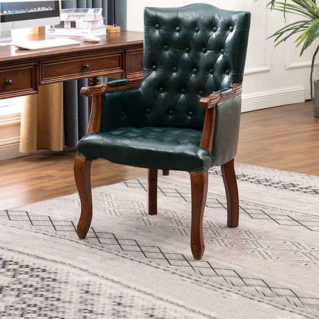 American solid wooden study chair retro old European single -style ...
