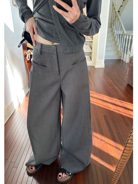 Layered waist-padded trousers for women in early spring, versatile wide ...