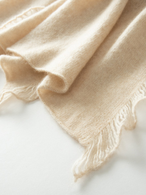 2024 new fungus -edge cashmere scarf female 100 pure cashmere knitted ...