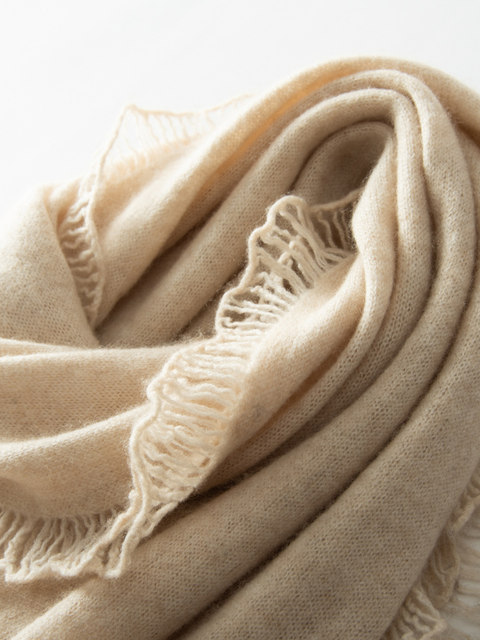 2024 new fungus -edge cashmere scarf female 100 pure cashmere knitted ...