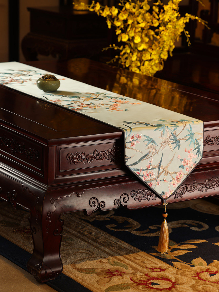 Chinese Style Table Flag Silk Satin Zen Tea Fabric Coffee Dining Side ...