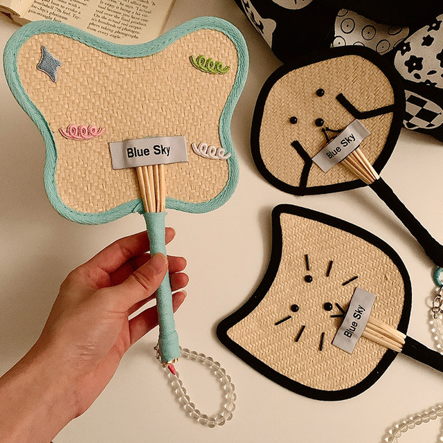 Cute cat handmade old-fashioned cattail fan portable small fan for ...