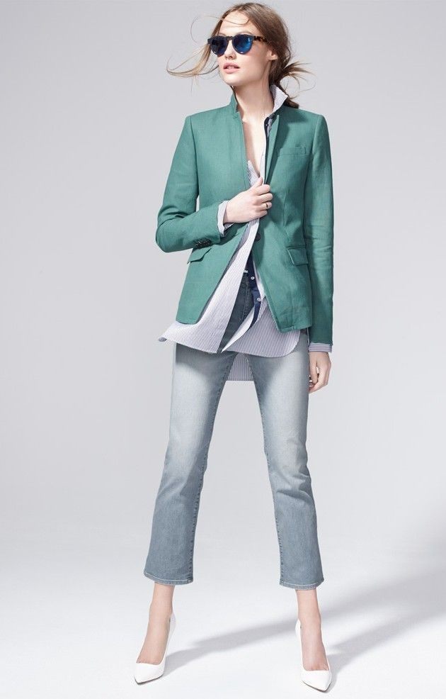 Fresh gray green linen suit has a stylish temperament, slim -fitting ...