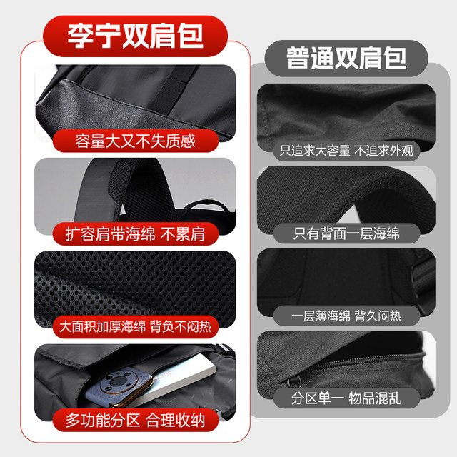 Li Ning Backpack Men's Backpack Large Capacity School Bag Basketball ...