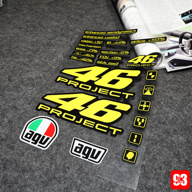 Rossi reflective sticker No. 46 helmet decal modified decorative ...