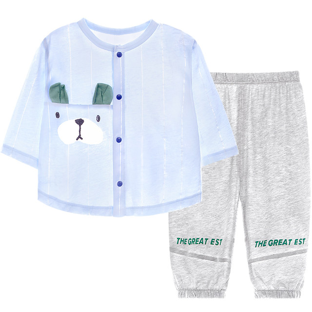 (Special offer) Yi Lala summer style baby long-sleeved thin suit 0-1 ...