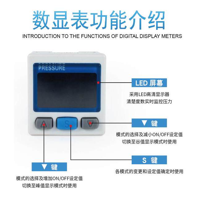 SMC ISE30A Digital Display Electronic Pressure Switch ZSE30AF Positive ...