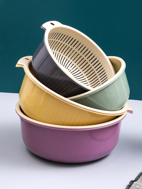 Large double-layer vegetable drain basket household kitchen sink round ...