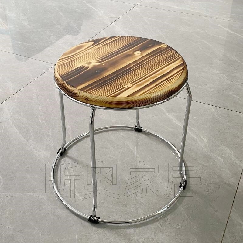 Small round stool half -high solid wood plastic thickened adult ...