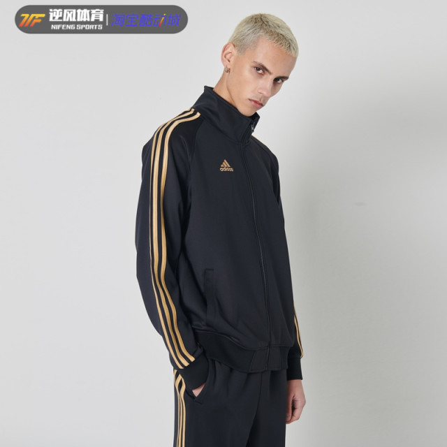 Adidas Adidas black gold jacket men's spring and autumn breathable ...