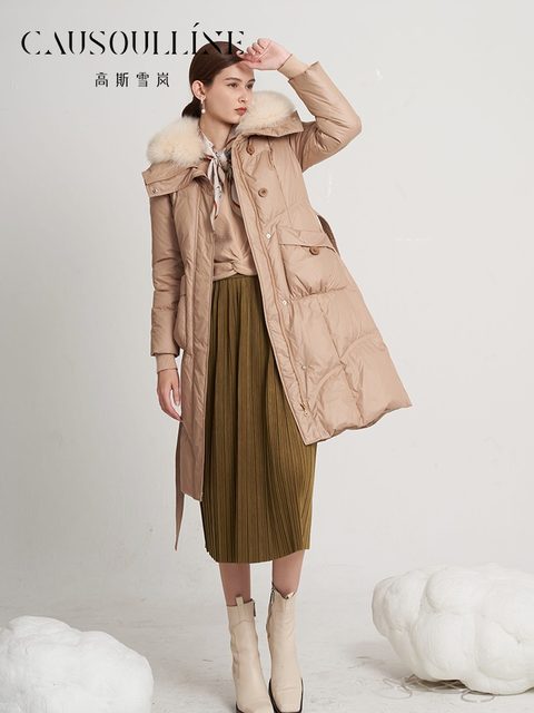 Goss Xuelan light luxury mid-length large fox fur collar hooded mother ...