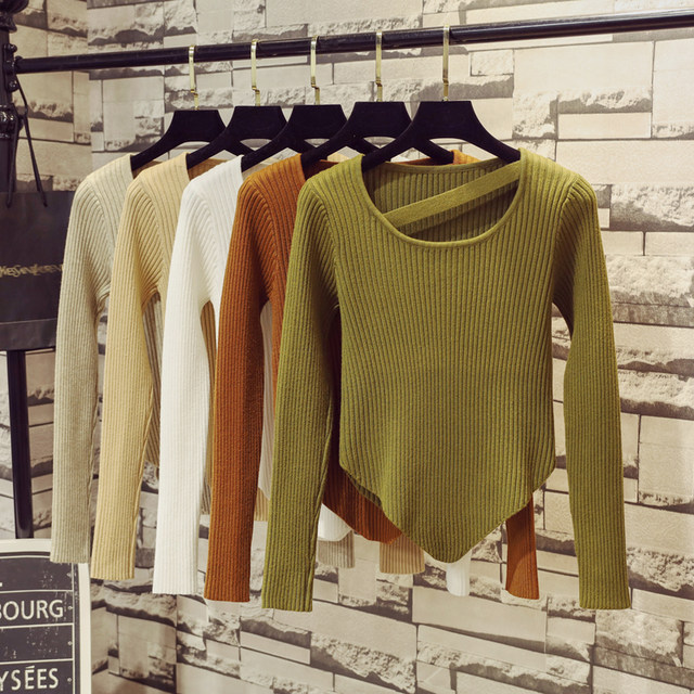 New Autumn and Winter Exposed Collarbone Bottoming Sweater Women's ...