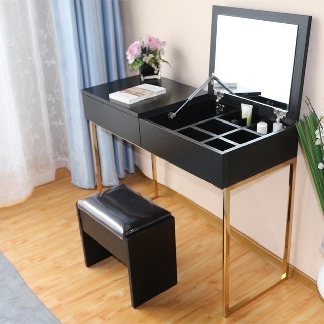 Modern simple multi -function black dressing table desk small units ...