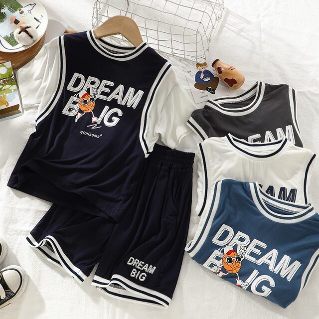 Modal Boys Summer Suits Girls Short Sleeve Suits Big Children Summer ...