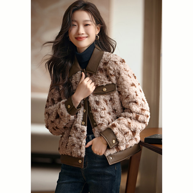 Mohan Yimei lazy printed imitation lamb wool jacket 2024 winter new ...