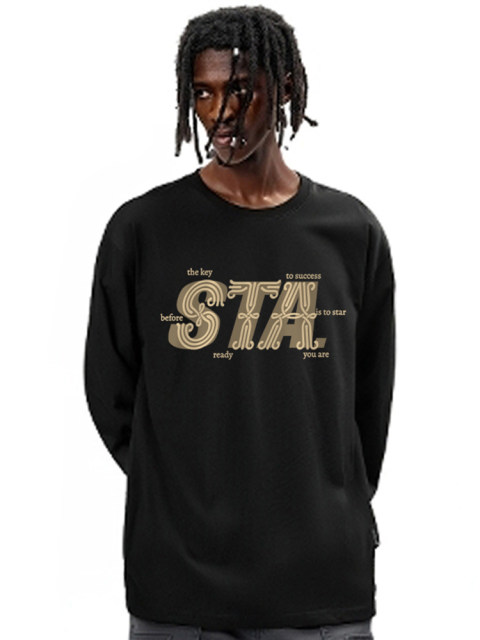 STA national trend autumn pattern rope long-sleeved T-shirt men ...