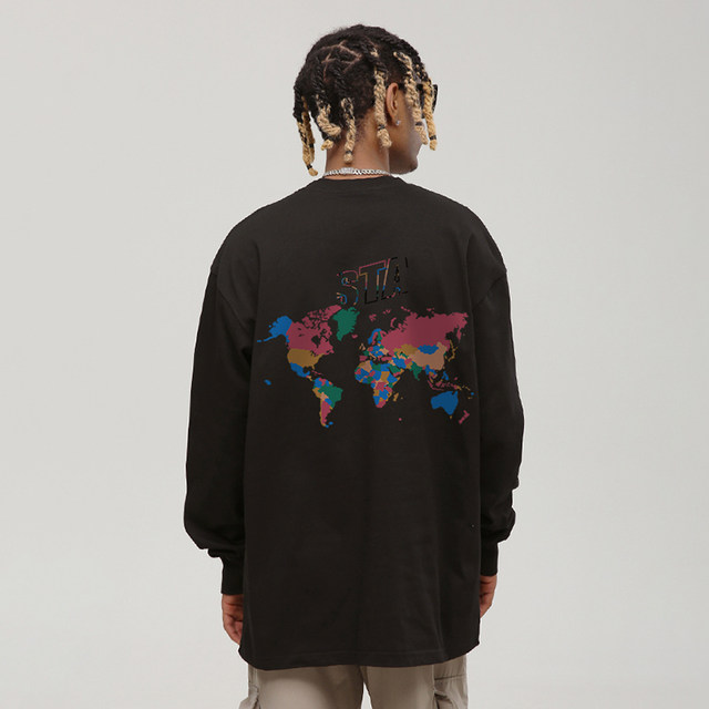 STA national trend camouflage map printed original long-sleeved T ...