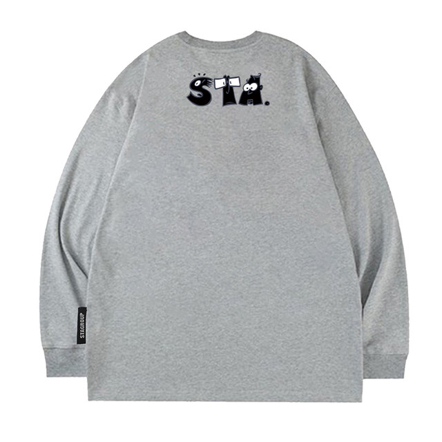 STA national trendy cartoon font printed spring and autumn tops trendy ...