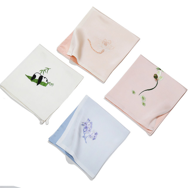 Shu embroidery handmade embroidery silk handkerchief small square scarf ...