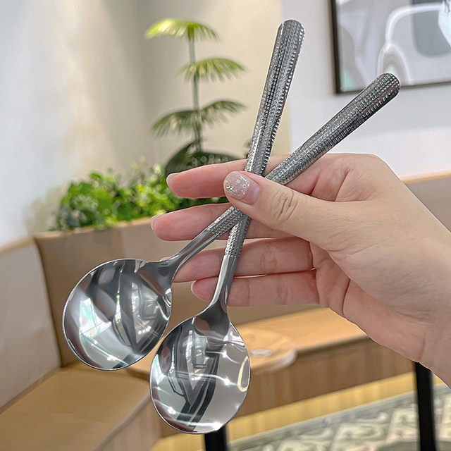 High-looking stainless steel Western food spoon, household food spoon ...