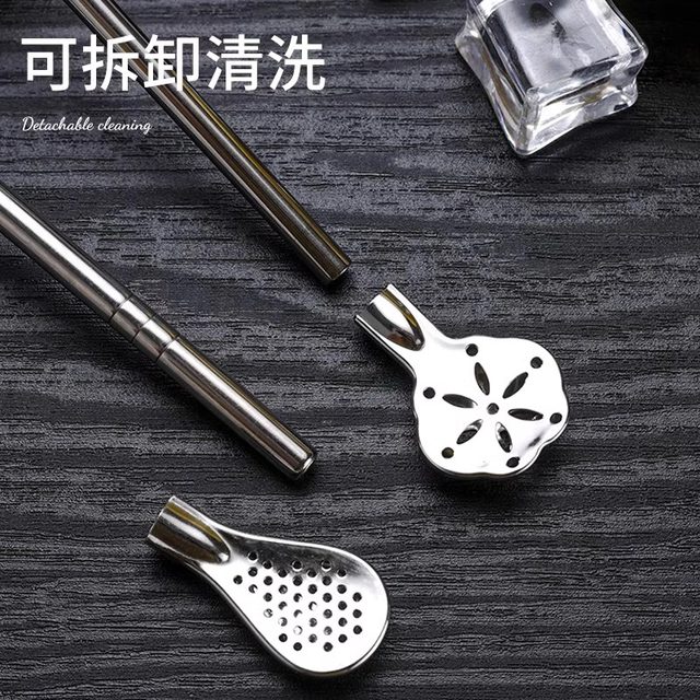German stainless steel straw spoon spoon dual -use creative coffee ...