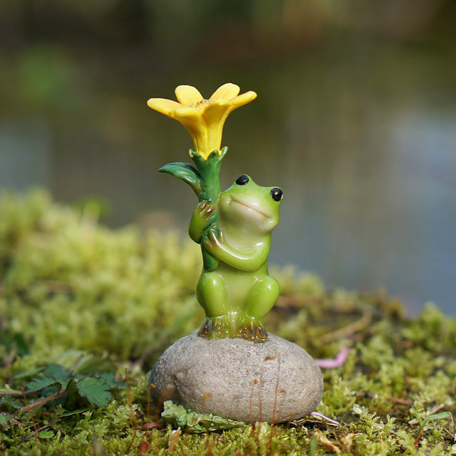 Outdoor frog ornaments garden courtyard micro landscape potted ...