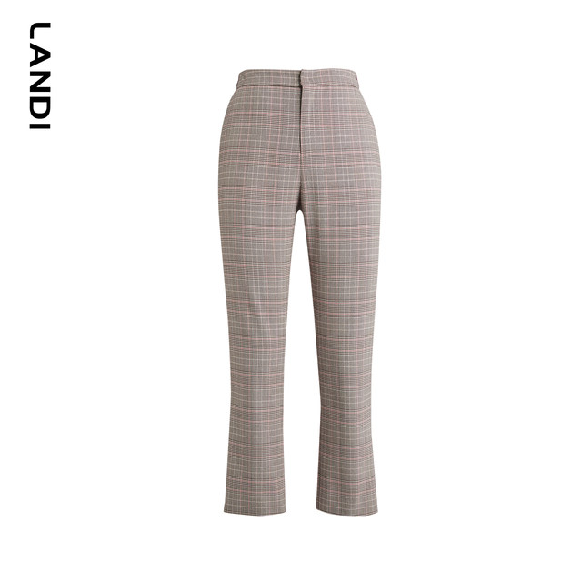 LANDI Blue Plaid Small Foot Suit Pants Women's 2023 Spring New Slim Fit ...