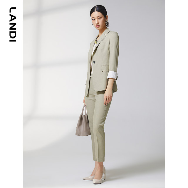 LANDI Blue Light Green Classic Small Foot suit Female 2023 Spring Slim ...