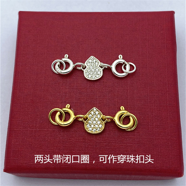 s925 sterling silver gourd double buckle necklace connecting button ...