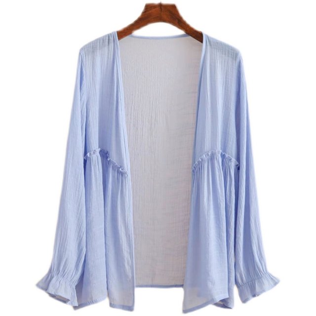 Cotton and linen outer cardigan women's thin section short section ...