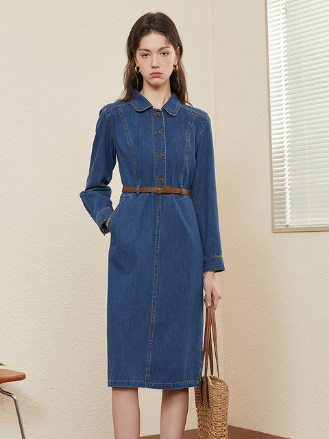 Denim Dress for Women in Autumn and Winter KBNE 2025 Autumn New High-end Exquisite Inner Mid ...