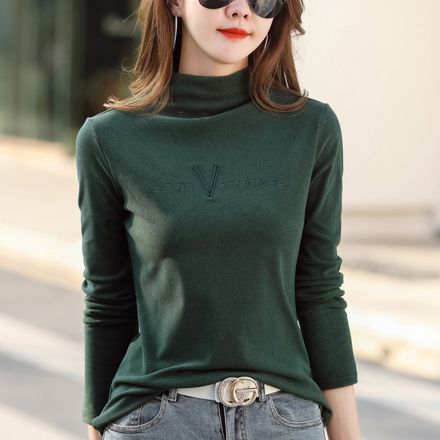 Demo half -high collar hit the bottom shirt female autumn and winter ...