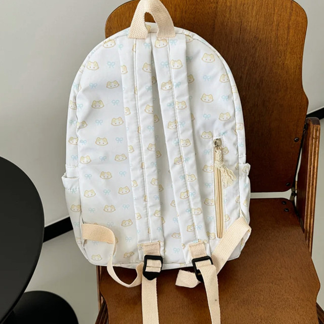 NICE new cute bow cat print backpack female college student school bag ...