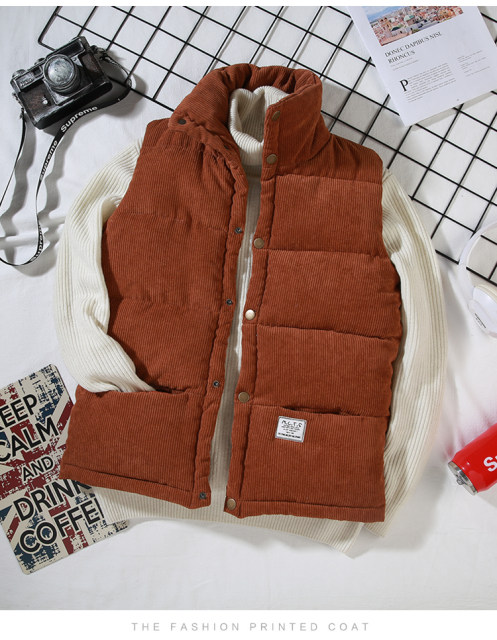Autumn and winter down cotton vest men's tide brand thickened light core velvet worker, shoulder ...