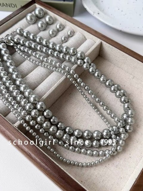925 Yin Shijia Pearl Neck Chain Light Luxury French Falun Family Pearl ...