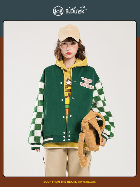 B.Duck little yellow duck women's baseball uniform jacket winter new ...