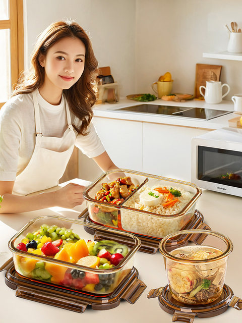 Round Glass Lunch Box, Microwaveable, Special Bowl with Lid, Insulated ...