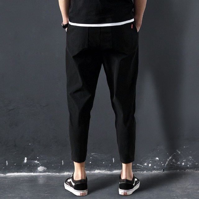 Nine-point pants for men, autumn and winter, plus velvet, small casual ...