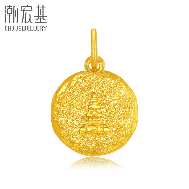 Chaohongji Zhenjin Honghuang God of Wealth pure gold pendant ancient ...