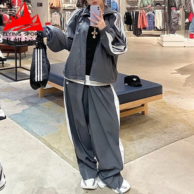 Adidas Clover Women's Pants 2025 Spring New Side Zipper Woven Loose ...