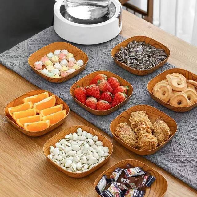 Bone spit dish household plastic imitation wood grain spit bone dish ...