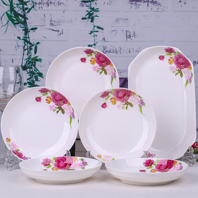 5 dish plates + 1 fish plate, ceramic rice plate, vegetable plate ...