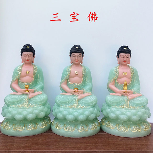 Cuiyu Buddha Three Treasure Buddha statues Amitabha Buddha statue of Shakyamuni Buddha ...