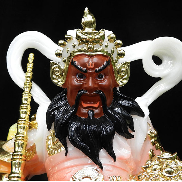 Synthetic white marble Martial God of Wealth Zhao Gongming statue 12 ...