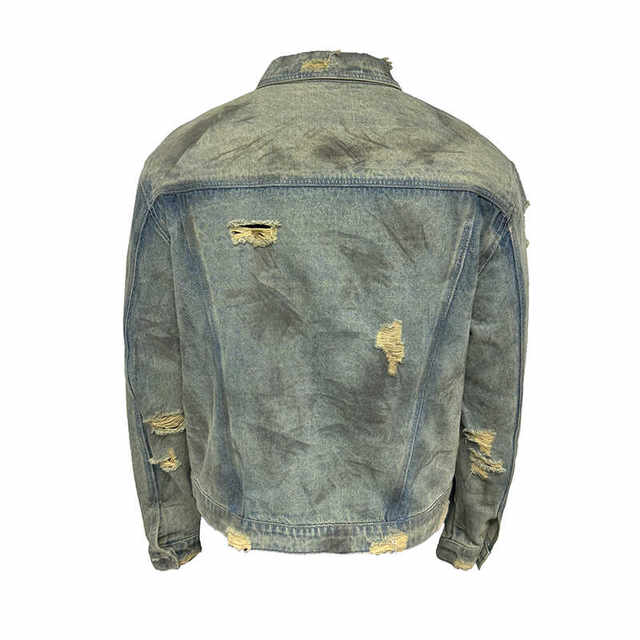 JCAESARDENIMJACKETC placket dirty dyed denim jacket heavy washed ...