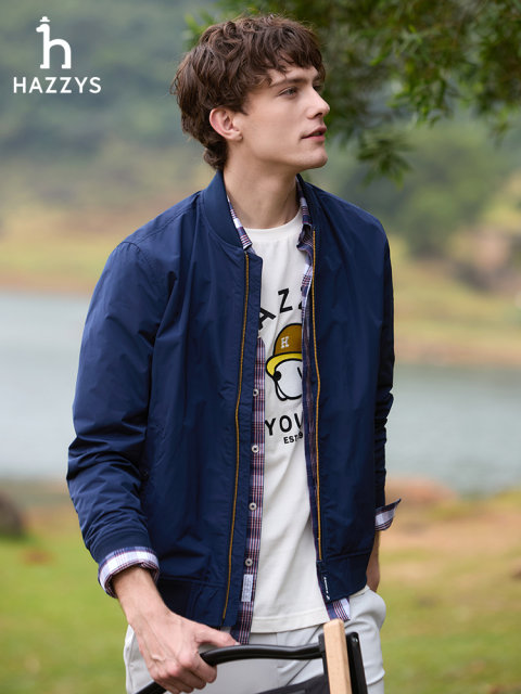 Hazzys official men's jacket authentic spring new men's casual stand ...
